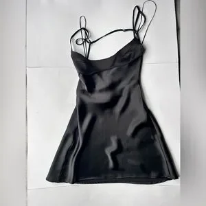Zara | Dresses | Zara Viral Satin Cut Out Black Mini Dress 367335 Slip ...